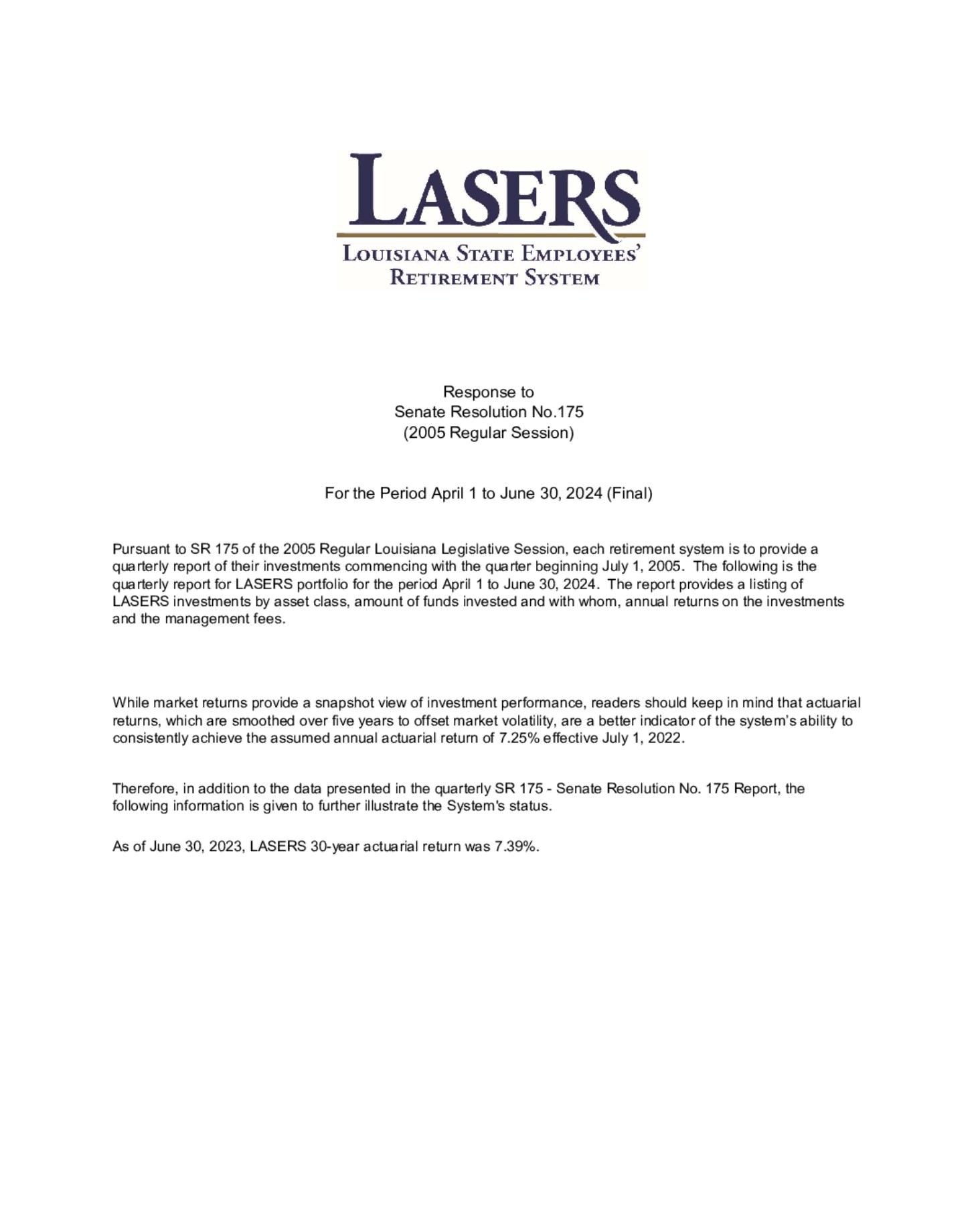 Investment Reports – LASERS